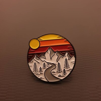Mountain Sunset Adventure Enamel Pin - Etsy