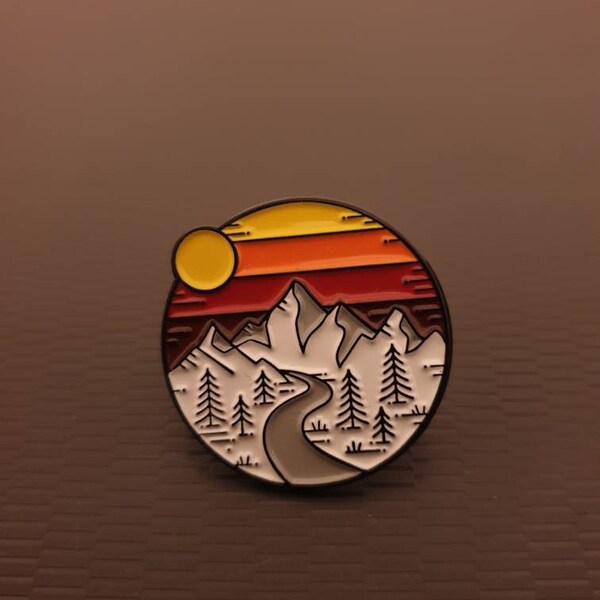 Mountain Sunset Adventure Enamel Pin - Etsy