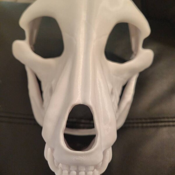 Toony Wolf Skull Mask Movable Moving Hinge Jaw 3D Printed Skulldog Bone ...