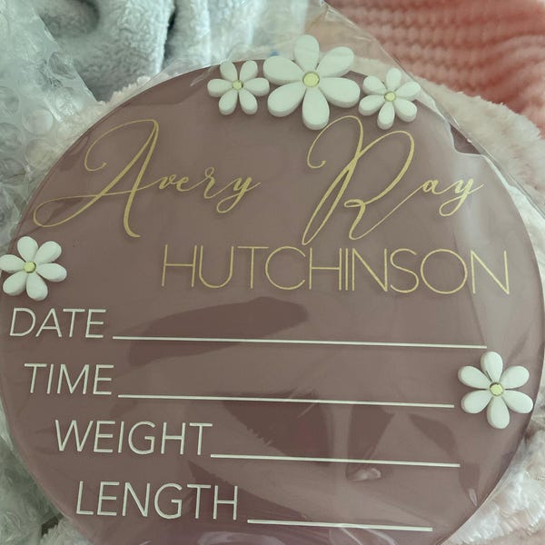 Acrylic Newborn Baby Birth Announcement Sign Newborn Baby Stat Sign ...