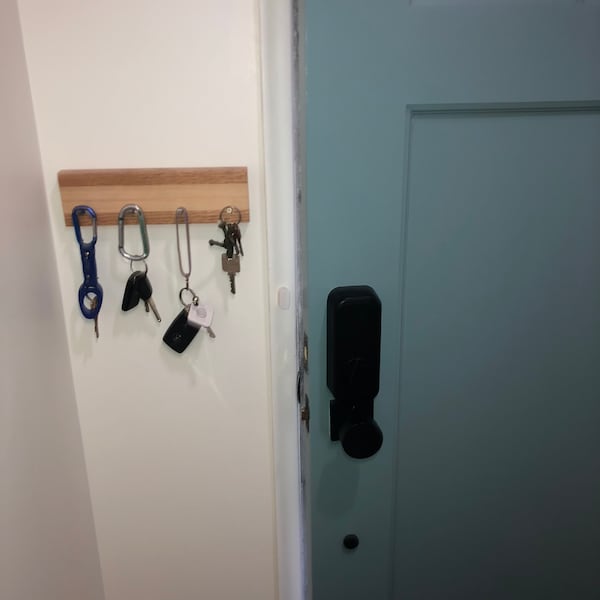 Dark Walnut Wood Key Holder, Unique Key Hanger Solid Wall Mounted, Key ...