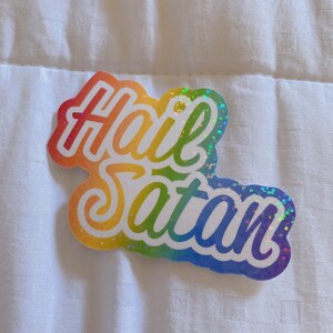 Holographic 90s Nostalgia Inspired Hail Satan Vinyl Sticker - Etsy