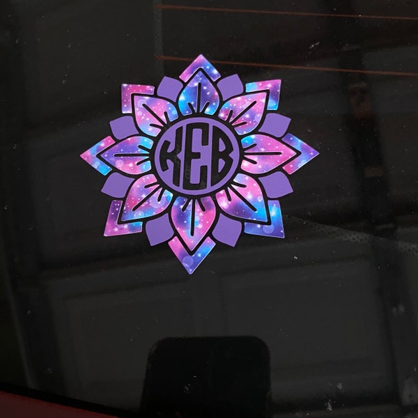 Flower Monogram Car Decal Sticker | Flower Monogram Tumbler Decal ...