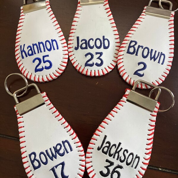 Softball Keychain Personalized Softball Key Chain, Embroidered Softball ...