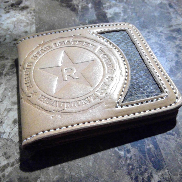 Bifold Leather Wallet, Beaver Tail Inlay Wallet, Bifold, Minimalist ...