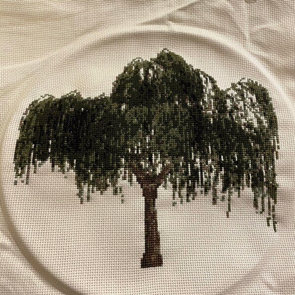 Tree Cross Stitch Pattern - Weeping Willow Tree - Botanical Cross ...