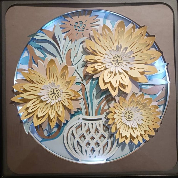 Flower Bouquet Shadow Box SVG: Layered Paper Cut Files - Etsy