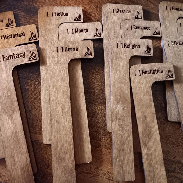 Book Shelf Dividers, Book Genre Dividers, Wooden Dividers, Home Library ...