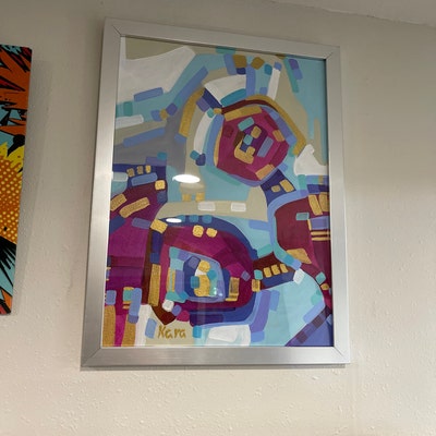 Original Flower Painting on Wood Panel, Colorful Flower Painting, Small ...