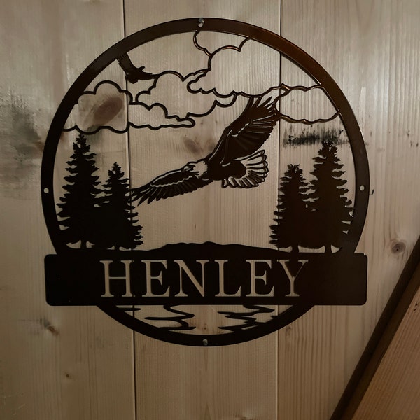Custom Outdoor Eagle Monogram | Metal Wall Art Decor | Custom Name Sign ...