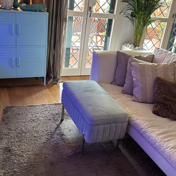 Bench Pouf White With Storage Upholstered Furniture Handmade Pouf ...