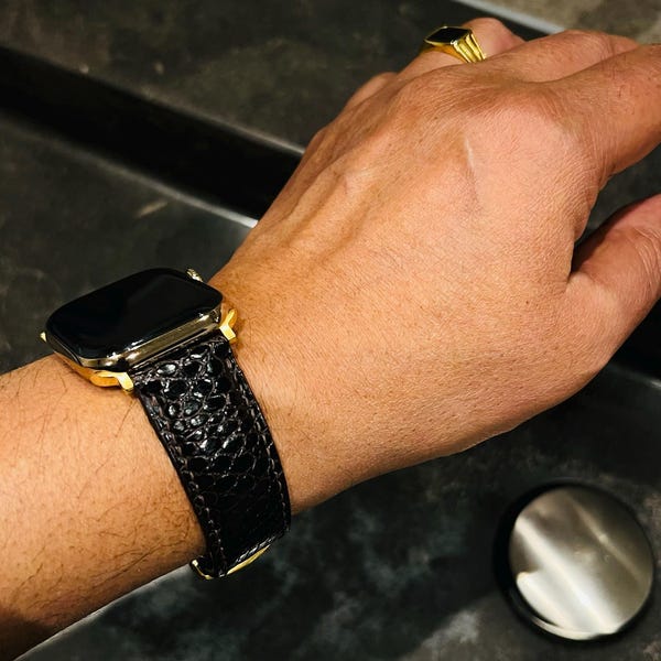 Brown Alligator Apple Watch Ultra Band: Custom Leather Strap for Sizes ...