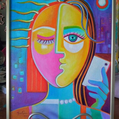 Cubism Original Oil Painting, Cubist Expressionism Art, Married Couple ...