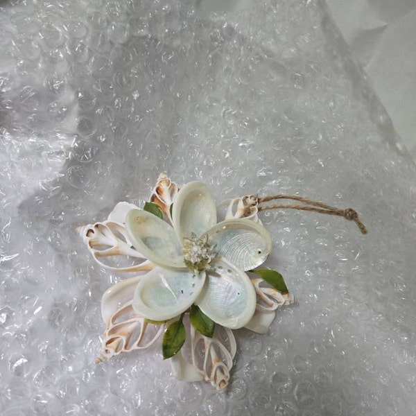Coastal Seashell White Star Snowflake Ornament With White Flower - Etsy