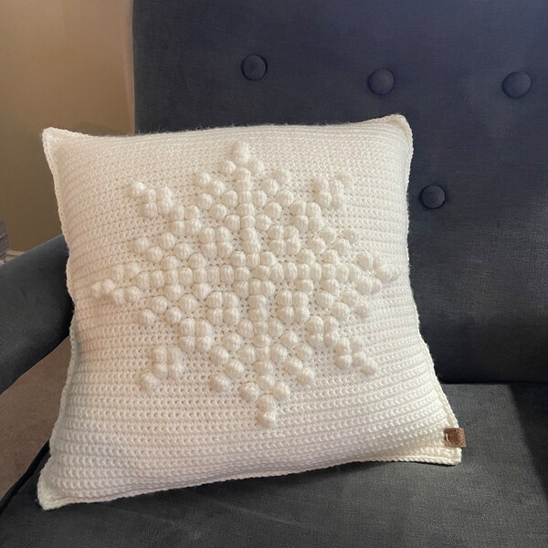 Christmas Crochet Pillow Pattern Snowflake Crochet Pillow DIY Farmhouse ...