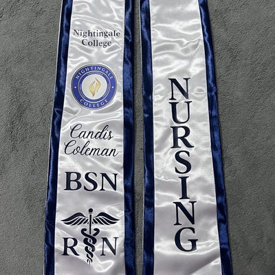 Custom Green White Nurse Graduation Trimmed Stoles Sashes Design ...