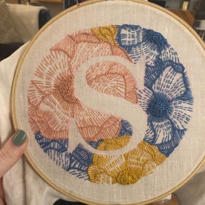 Floral Letter s Hand Embroidery Pattern / Digital PDF Download ...