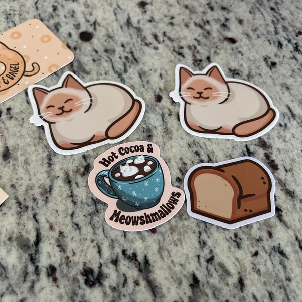 Cream Siamese Cat Loaf Sticker; Flamepoint; Waterproof Dishwasher Safe ...
