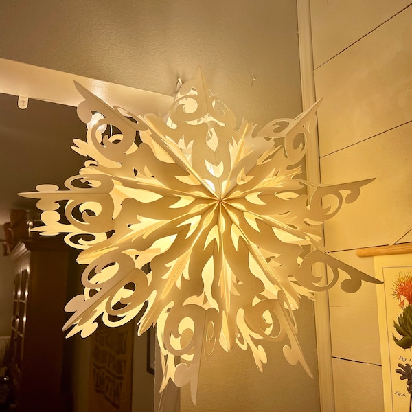 FROZEN Snowflake Star Light Lantern, Folding Paper Light, Paper Star ...