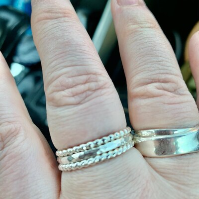 Sterling Silver Beaded Band Simple Sterling Silver Ring - Etsy