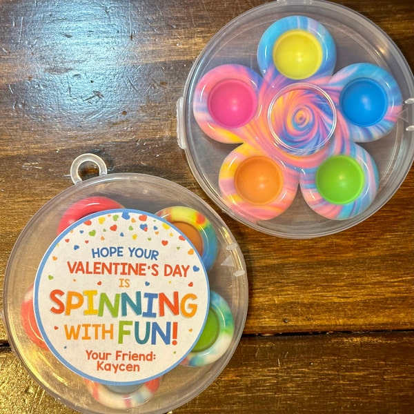 Spinning With Fun Tag, Fidget Spinner Valentine, Pop Spin Toy, Gift Tag ...