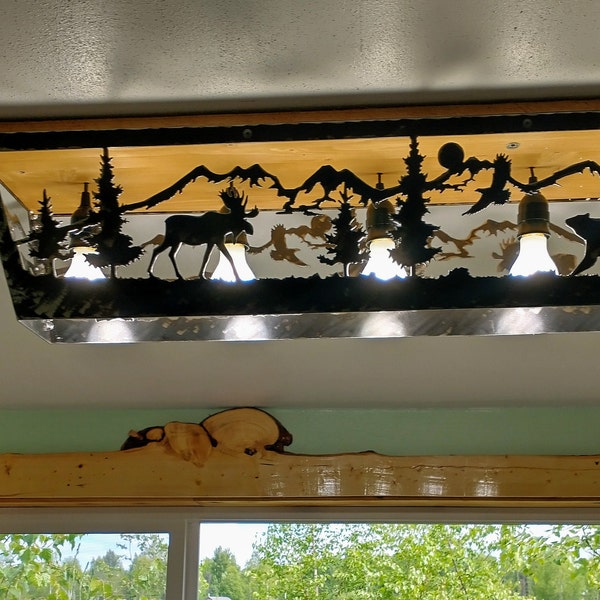 Rustic Ceiling Lights Fixture. Wildlife Pendant Light. Moose and Bear ...