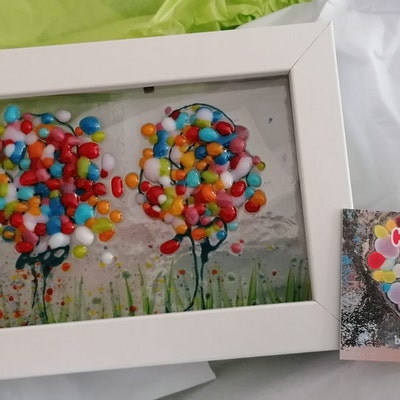 Fused Glass Box Framed Coed Enfys rainbow Trees Design - Etsy