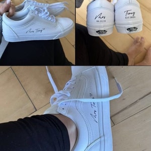 Custom Wedding Script Calligraphy LEATHER VANS / Canvas Wedding VANS ...
