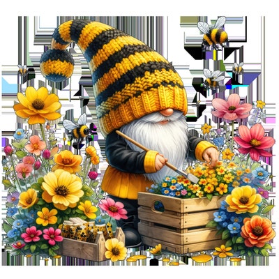Watercolor Bumble Bee Gnomes Clipart Png, Honey Bee Gnomes PNG ...