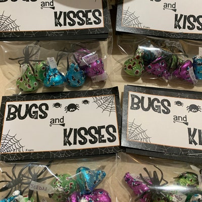 Bugs and Kisses Treat Bag Topper, Halloween Treat Bag Topper, Printable ...