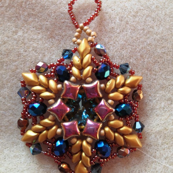 Beading Tutorial-blooming Flower,beading Pattern,pendant Tutorial,pendant Pattern,brooch ...