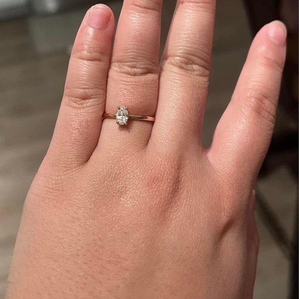 Oval Engagement Ring, 3ct Crushed Ice Oval Cut 12*8mm Moissanite ...