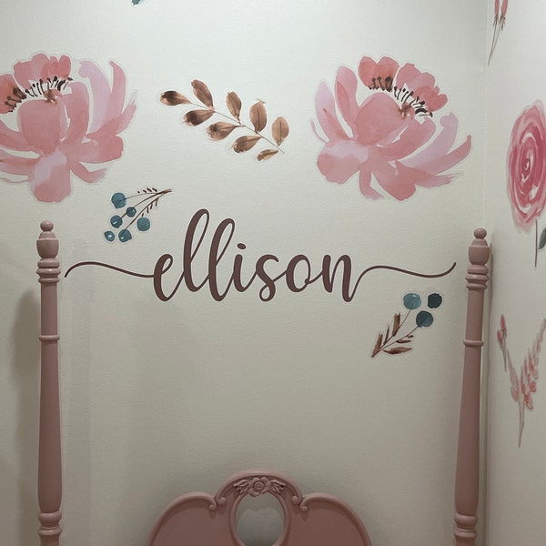 Name Wall Decal Girl Personalized Name Wall Decal Nursery Wall Decal ...