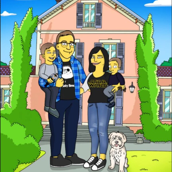Simpson Couple Portrait, Cartoon Portrait, Yellow People Portrait ...