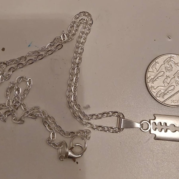 Razor Blade Silver Necklace & Pendent | Emo Goth Cool Fashion Rock ...
