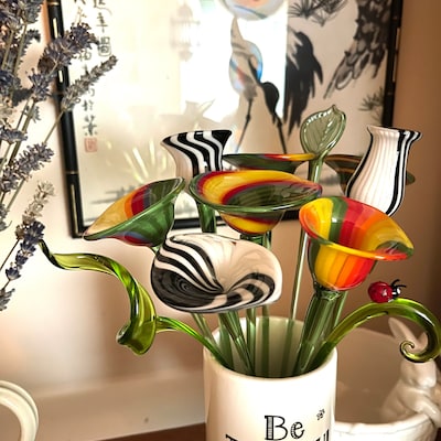 Large Glass Plant, Glass Flower, Glass Garden Art, Blown Garden, Glass ...