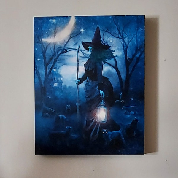 Witch Painting Gothic Dark Forest Halloween Decor - Witchy Samhain ...