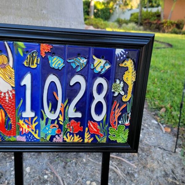 Lawn Address Plaque. Tile and Weatherproof PVC. Yard Addess Frame. 3 or ...
