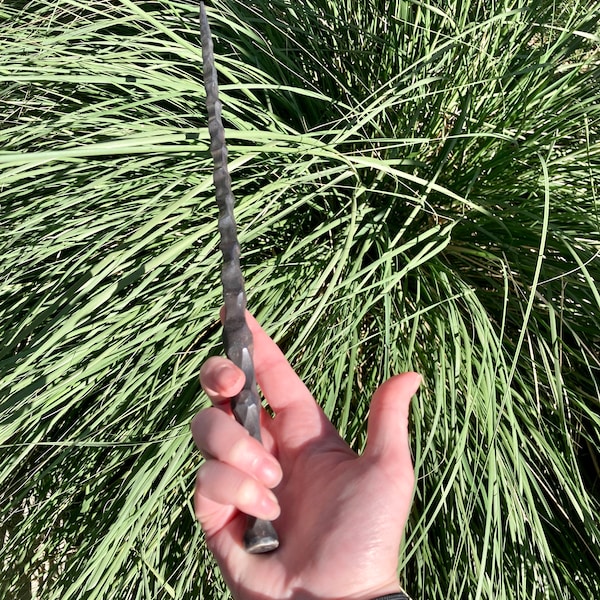 Wand of Iron Hand Forged Magic Wand With Knurled Handle for Spell Craft ...