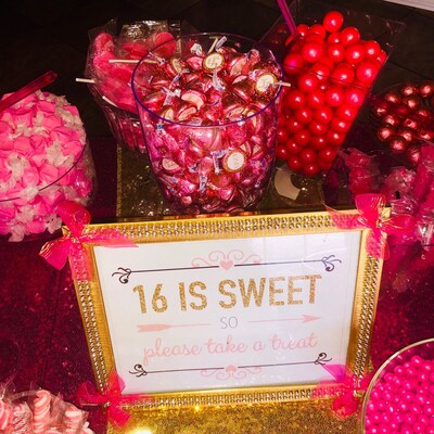 INSTANT DOWNLOAD Printable Sweet 16 Candy Bar Sign Dessert Bar Take a ...