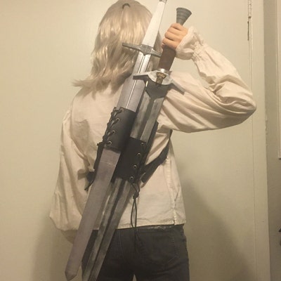 Back Double Sword Strap, Leather Harness Scabbard Medieval LARP ...