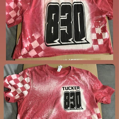 Bleached Blank Long Sleeve Checkered Sleeve Race Unisex T-shirt - Etsy