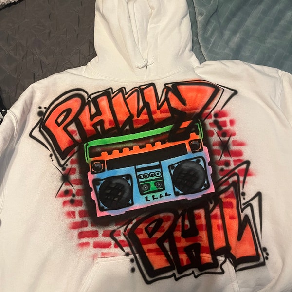 Airbrush Boombox 90s Brick Wall Custom T Shirt / Hoodie Sweatshirt - Etsy