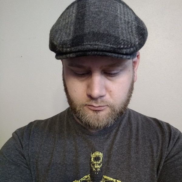 Traditional Irish Tweed Flat Cap - Grey/charcoal Tartan/plaid Check ...