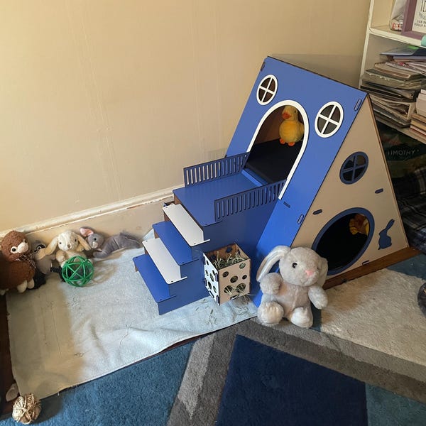 Modern Two-story Rabbit House: Indoor Bunny Castle With Stairs - Etsy