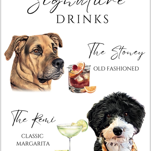 Cat Signature Drink Sign, Dog Signature Drink, Cat Signature Cocktails ...