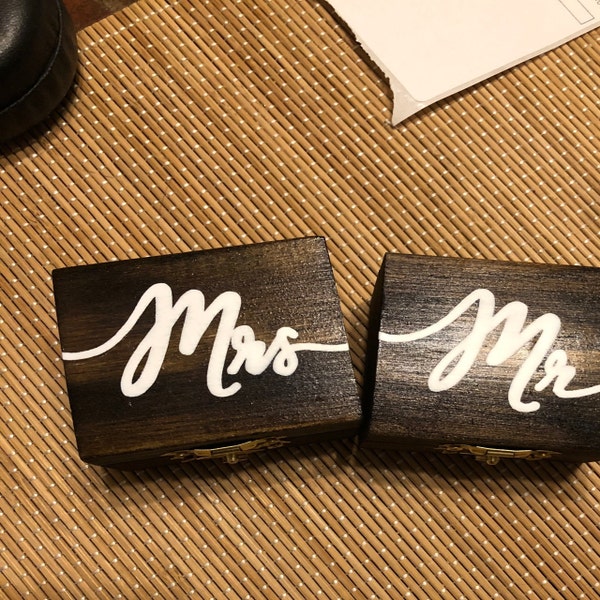 Mr and Mrs Ring Boxes, His and Hers Ring Boxes, Ring Box Set, Wedding ...