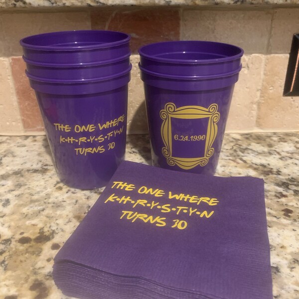 Friends Birthday Cups, Friends Theme Party, Friends Cups, Friends ...