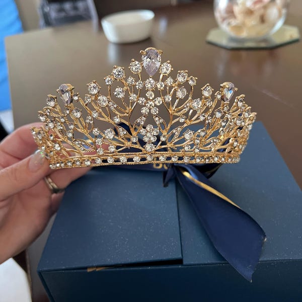 Princess Gold Star Royal Wedding Tiara, Luxury Sparkling Bridal Tiara ...