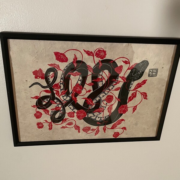 Vampire Witch, Witch Art Print, Red Witch Print, Horror Lino Print Art ...